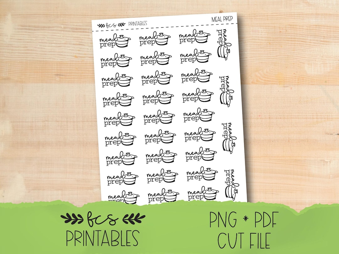 Printable MEAL PREP Doodle Script Stickers in Four Colorways - Etsy