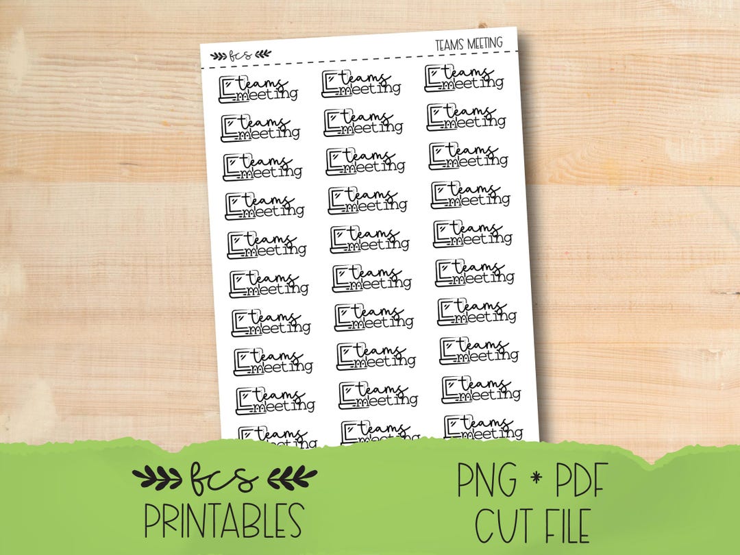 Printable TEAMS MEETING Doodle Script Stickers in Four Colorways - Etsy