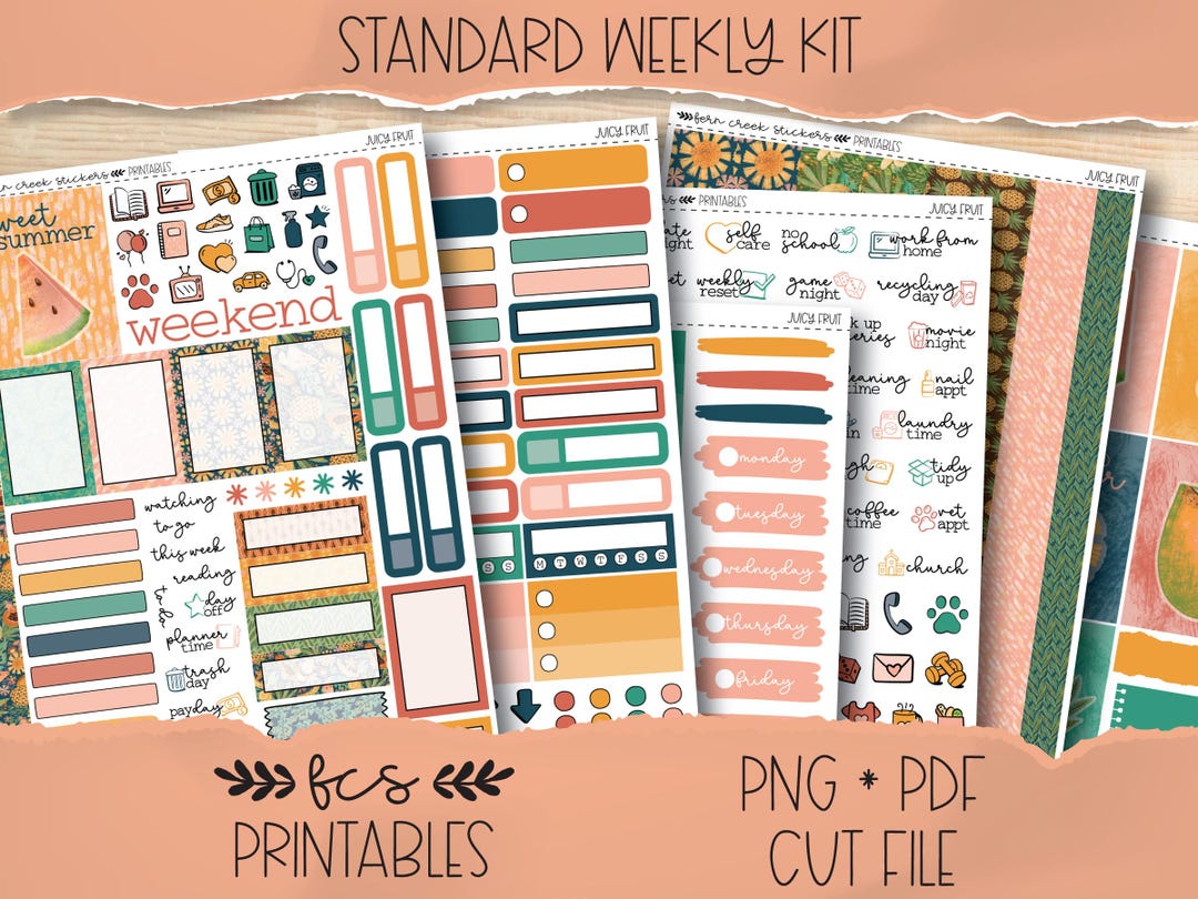 JUICY FRUIT Weekly Printable Sticker Kit - Etsy