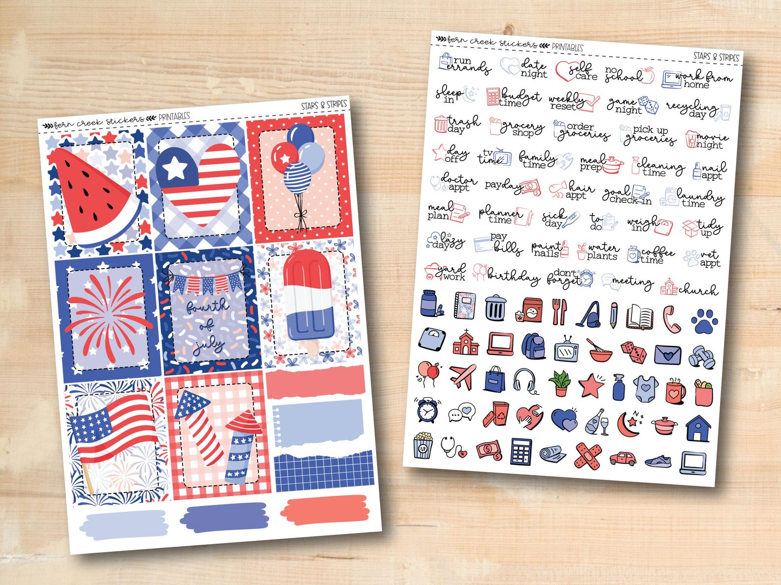 STARS & STRIPES Weekly Printable Sticker Kit - Etsy