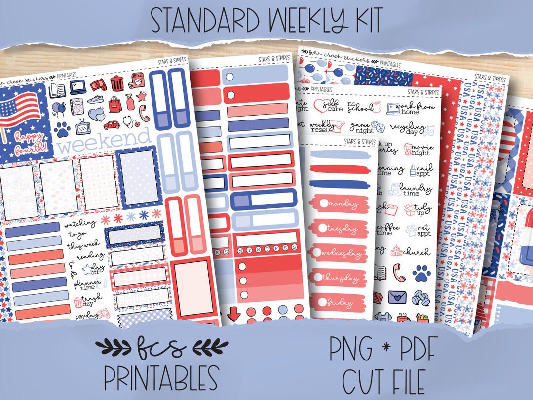 STARS & STRIPES Weekly Printable Sticker Kit - Etsy