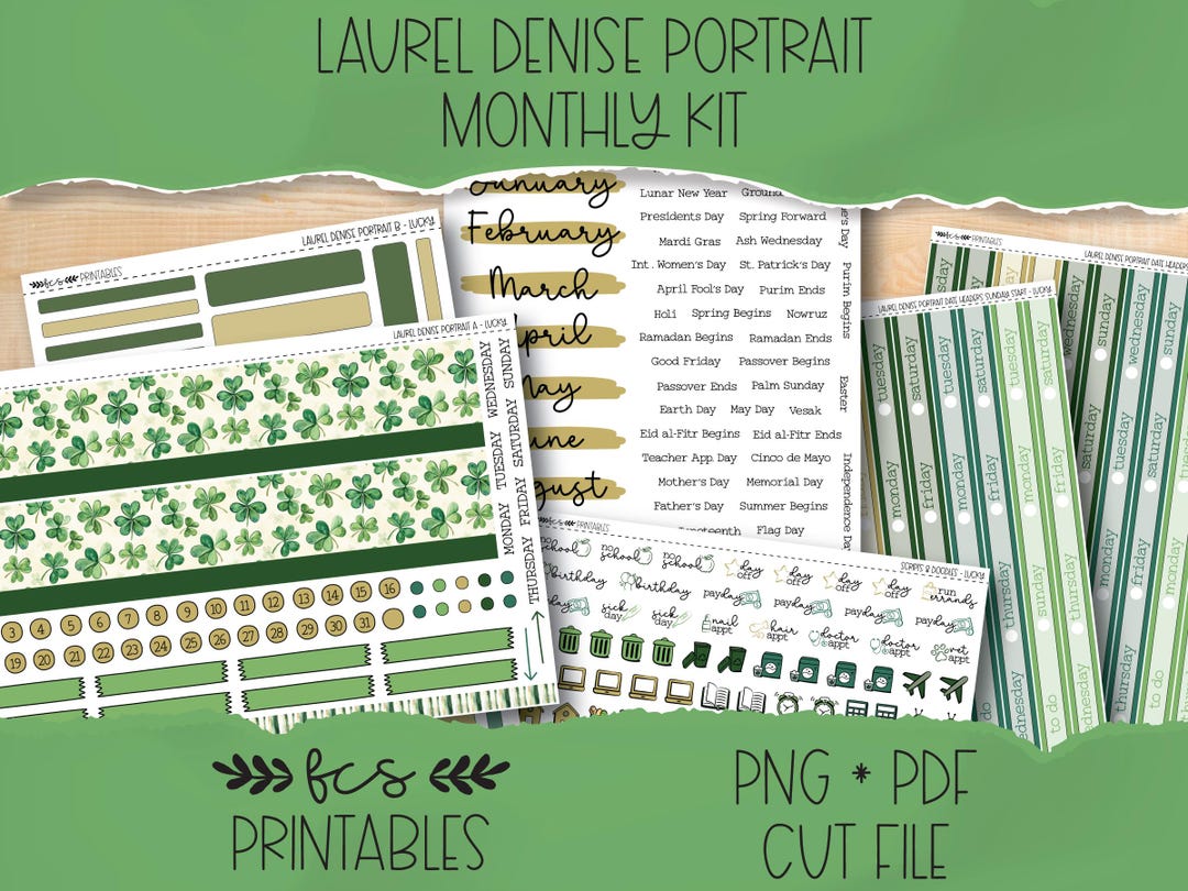 LUCKY Laurel Denise Portrait Printable Monthly Sticker Kit - Etsy