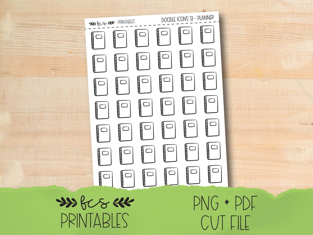 Printable PLANNER Doodle Icon Stickers in Four Colorways - Etsy