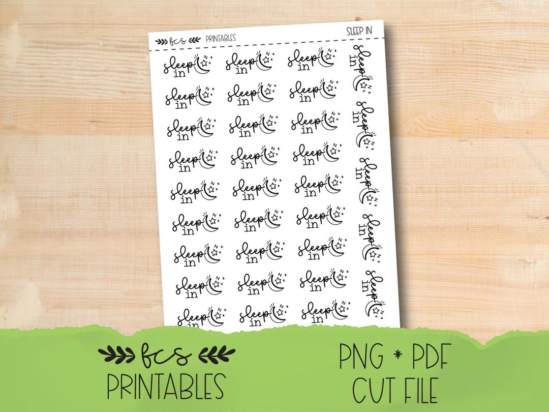 Printable SLEEP IN Doodle Script Stickers in Four Colorways - Etsy