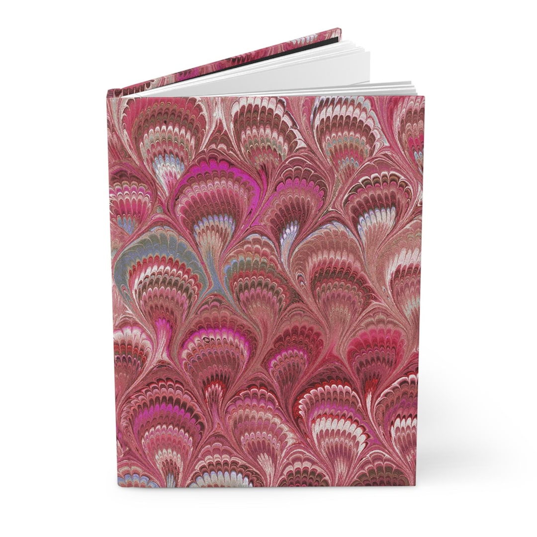 Pink Hand-painted Italian Feather Marble Design on Hardcover Journal ...
