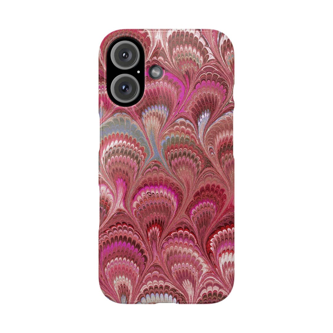 Italian Hand-painted Phone Case, Pink Hues, Vintage Marbled Paper ...