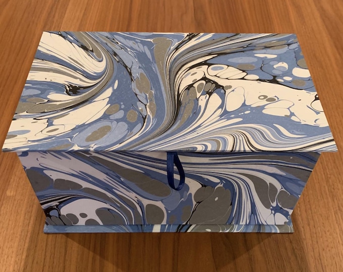 Hand Marbled Paper Covered Hand Made Box for Desk, Table, Home Decor or ...