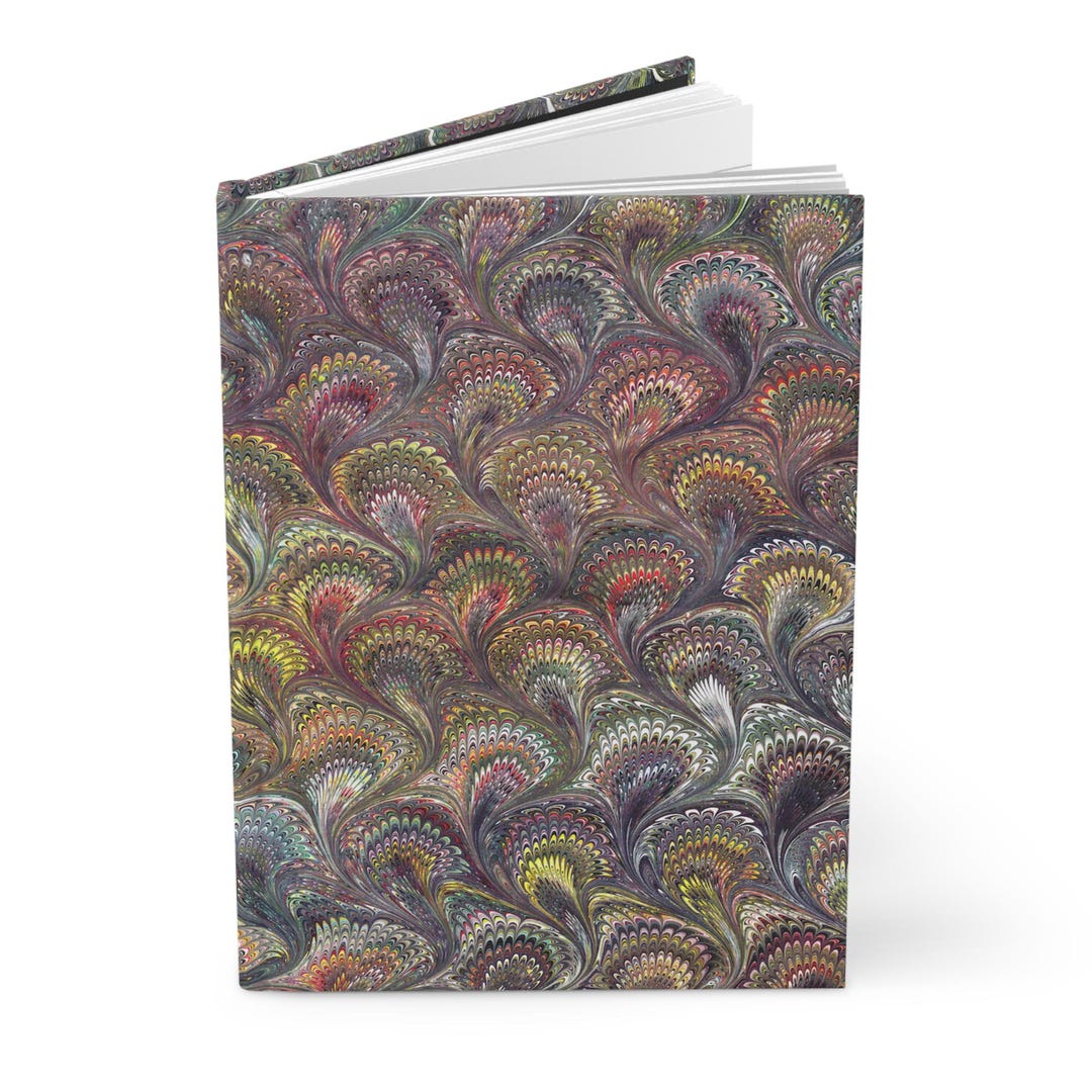 Mutli-color Hand-painted Italian Feather Marble Design on Hardcover ...