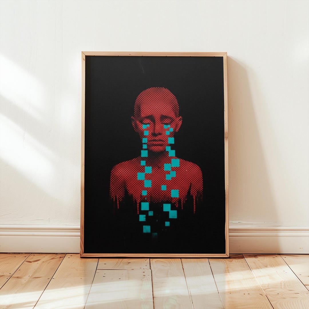Cyberpunk Wall Art, Futuristic Digital Surrealism Print, Modern Dark ...