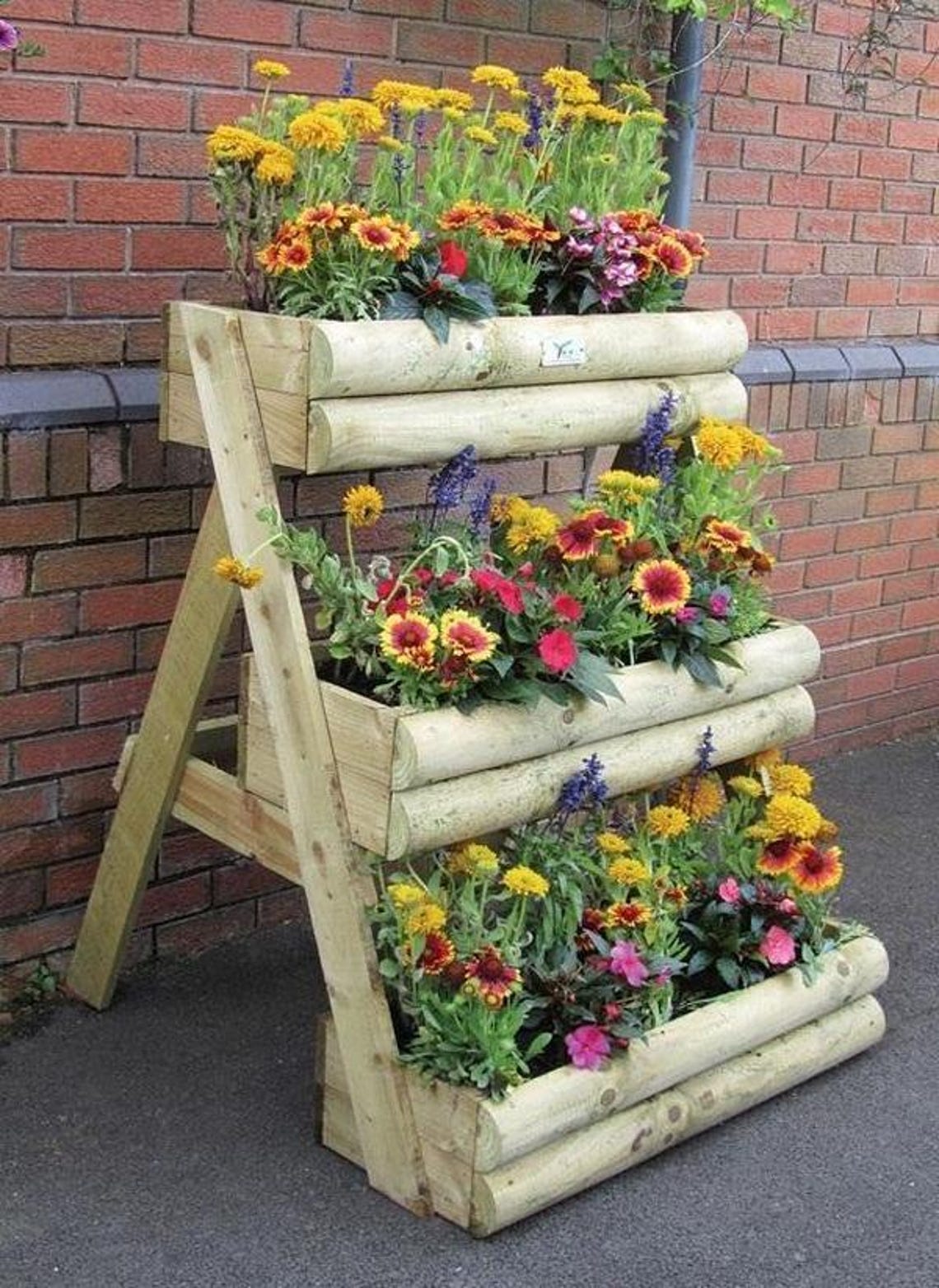 3 Tier Raised Planter Box DIY Plans: Angled Wooden Flower Box (PDF File ...