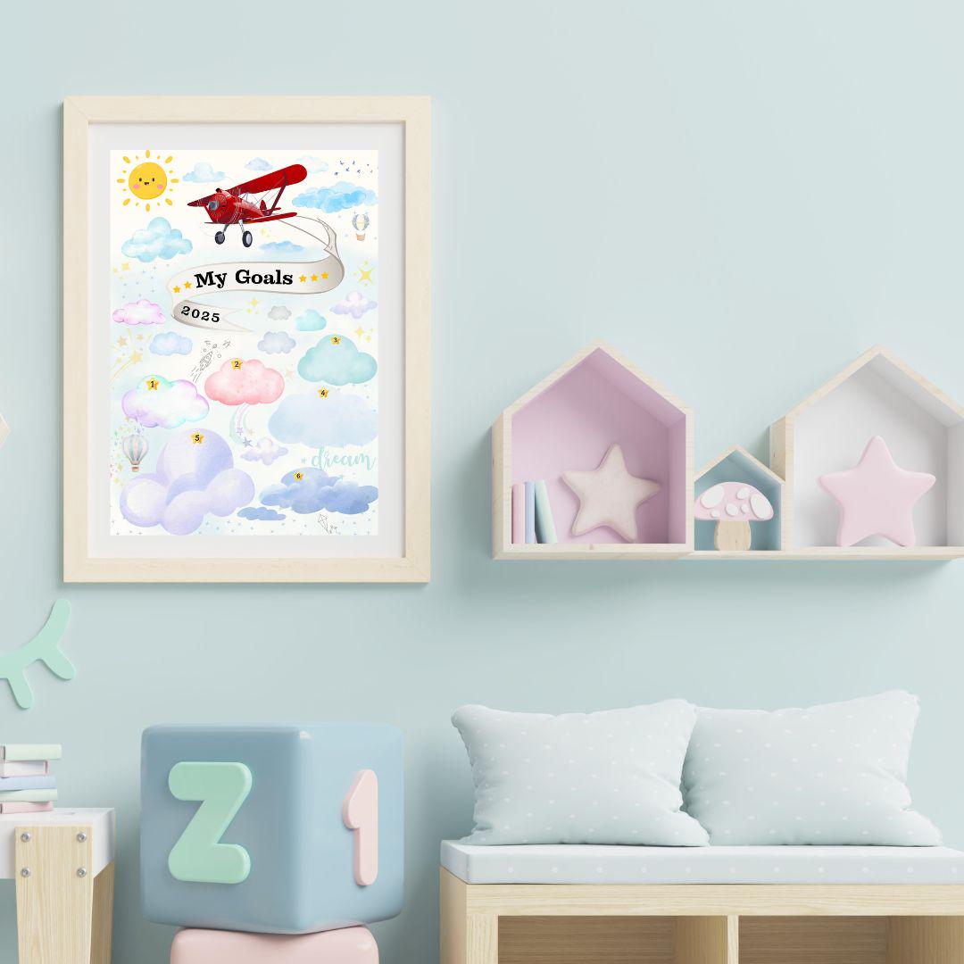 Kids 2025 Goal Setting Worksheet I Young Children Beautiful Dreamy ...