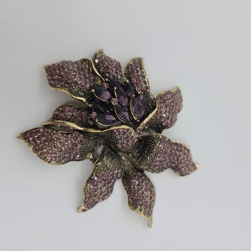 Bronze Amethyst Brooch - Etsy
