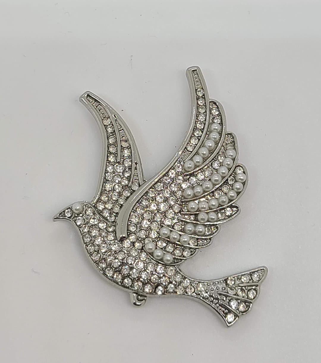 White Crystal Dove With Pearls - Etsy