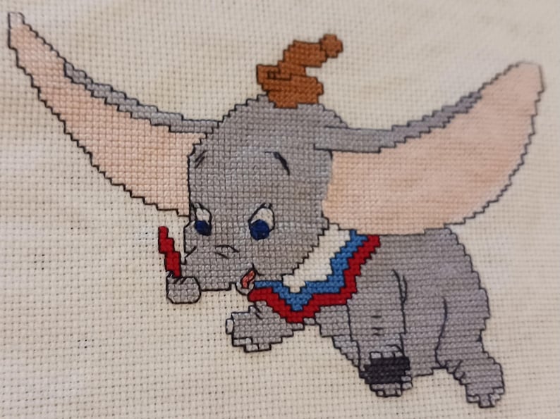 Dumbo the Elephant Disney Vintage Handcrafted Counted Cross Stitch ...
