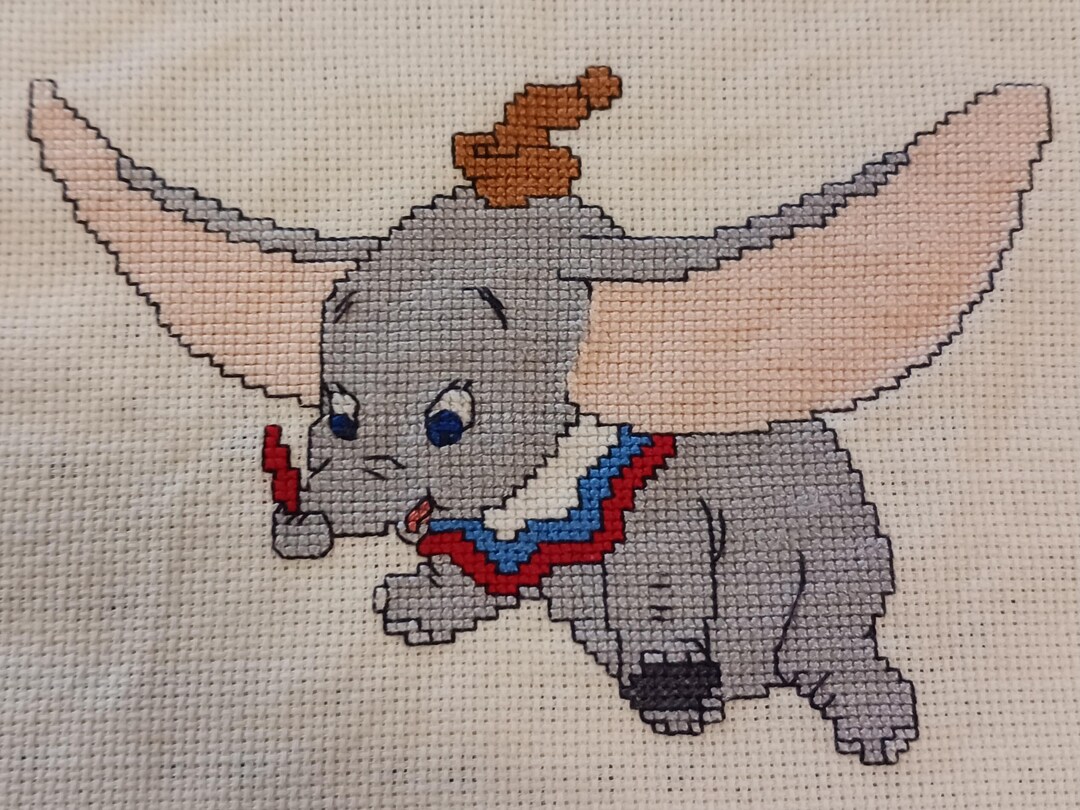 Dumbo the Elephant Disney Vintage Handcrafted Counted Cross Stitch ...