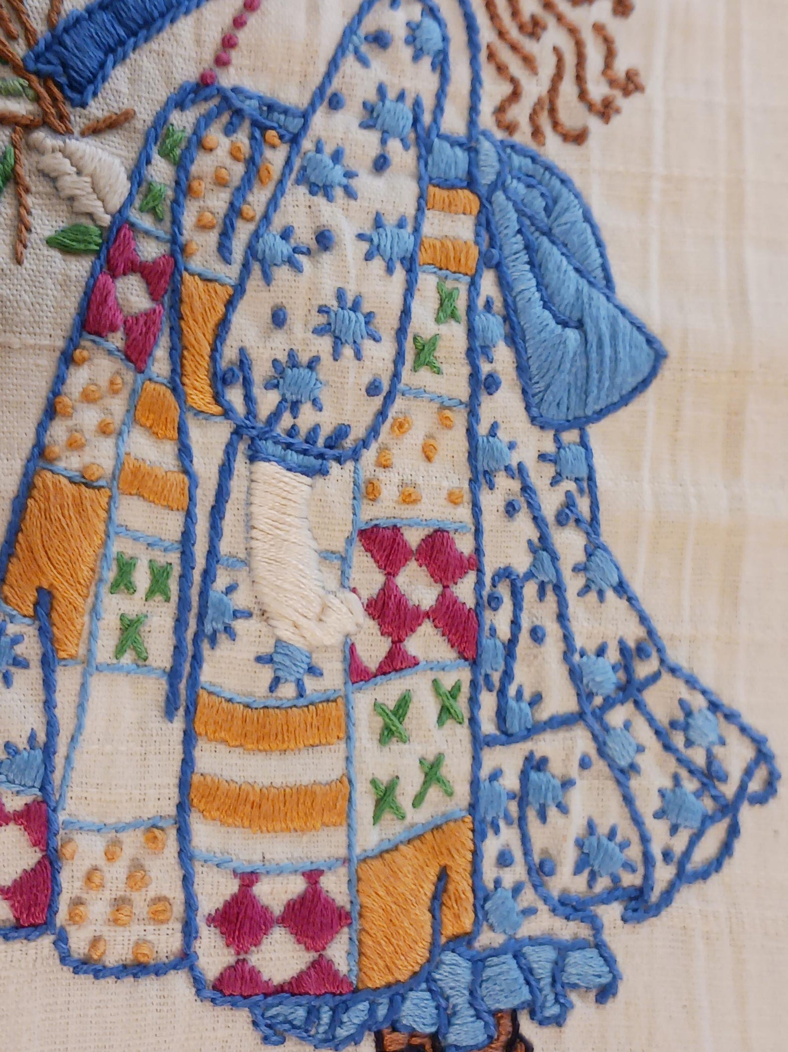 Holly Hobbie Hand Embroidered Girl With Flowers Ready for Framing ...