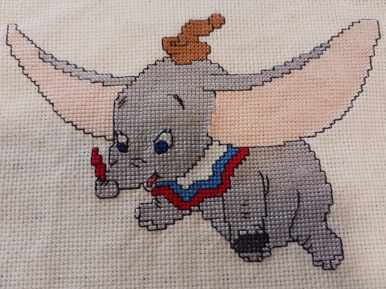 Dumbo the Elephant Disney Vintage Handcrafted Counted Cross Stitch ...