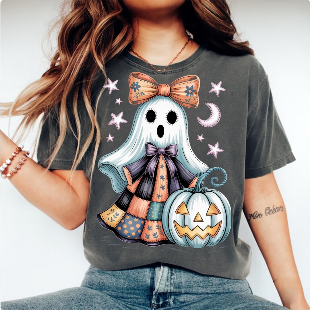 Retro Denim Ghost PNG: Spooky Halloween Digital Download - Etsy