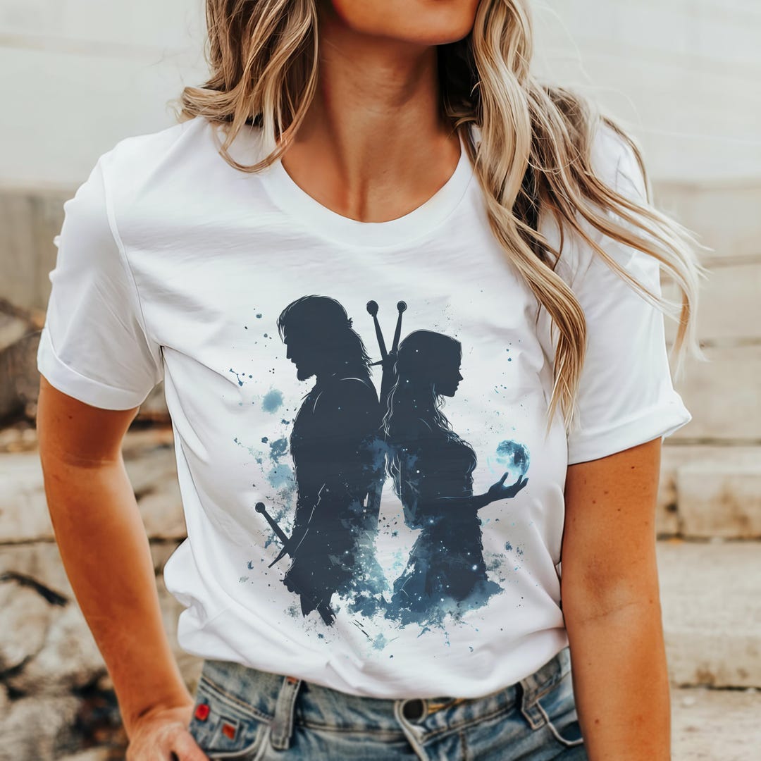 Witcher Inspired T-shirt - Geralt & Ciri Graphic Tee - Fantasy Gaming ...