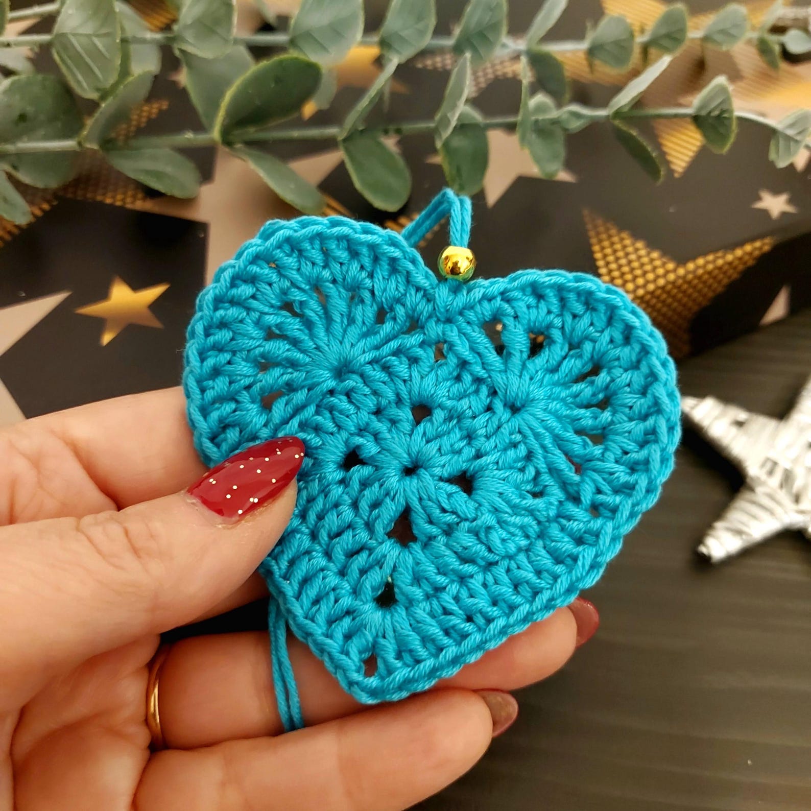 PATTERN - Crochet Heart Ornament, Christmas Tree Decoration, Valentines ...