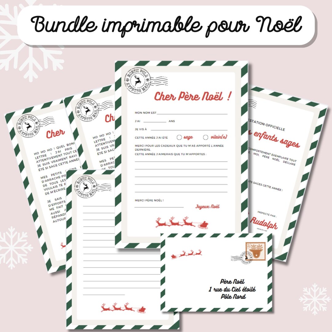 Pack of Letters to Santa to Print Green Response, Attestation, Envelope ...