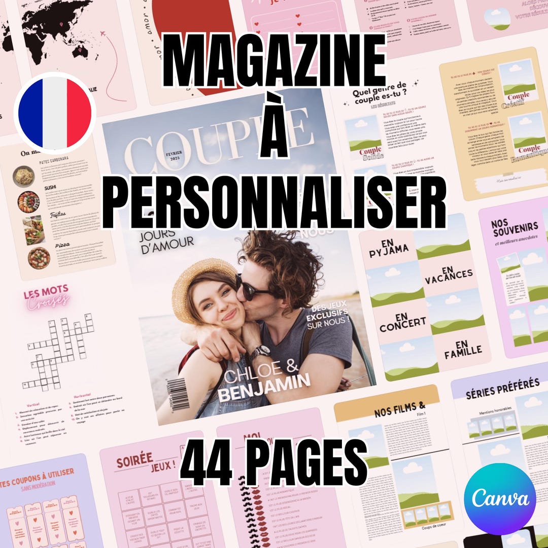 Personalized Couple Magazine Template - 44 Pages - Canva Template to Be ...