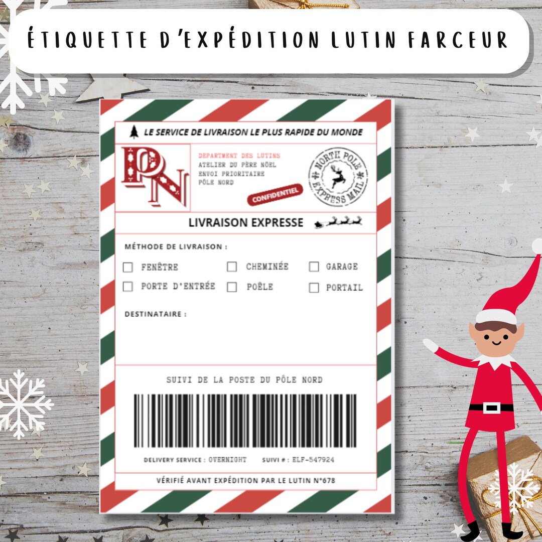 Prank Elf Arrival Envelope Label Christmas Elf Mischief Printable ...