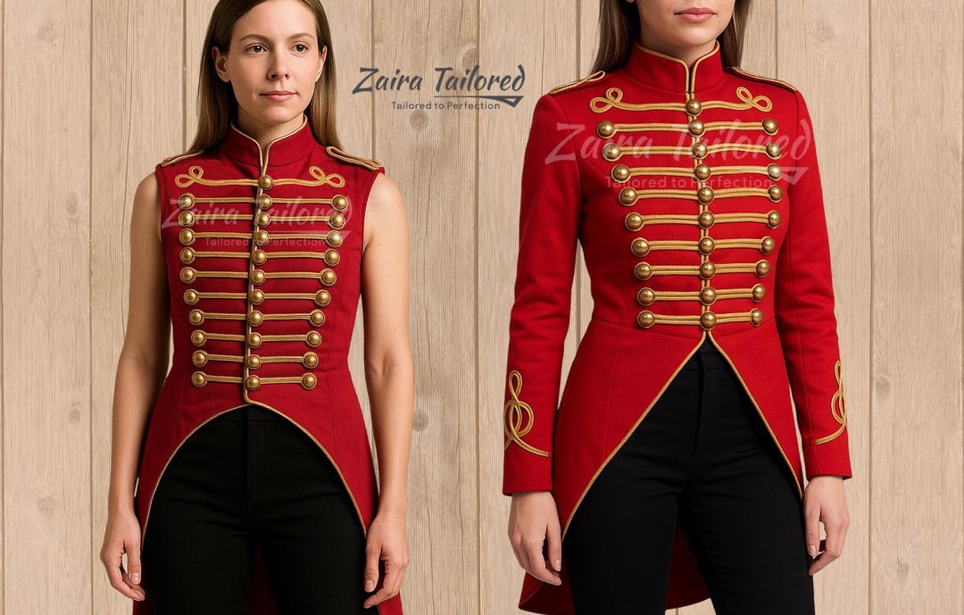 Red Wool Ringmaster Jacket: Steampunk Hussar Tailcoat Costume - Etsy