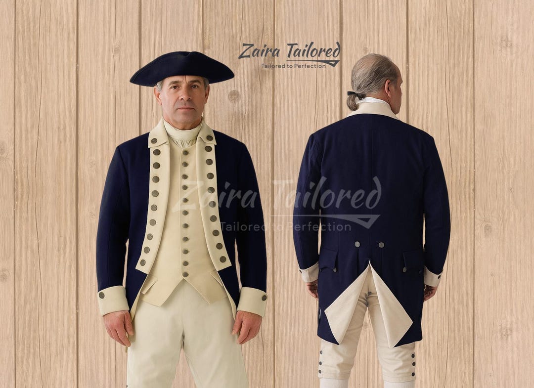George Washington Uniform - Custom Navy Blue Wool Lapel Coat ...