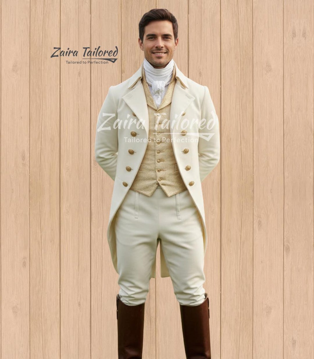 White Wool Regency Military Coat – 1800s Tailcoat With Long Tails ...