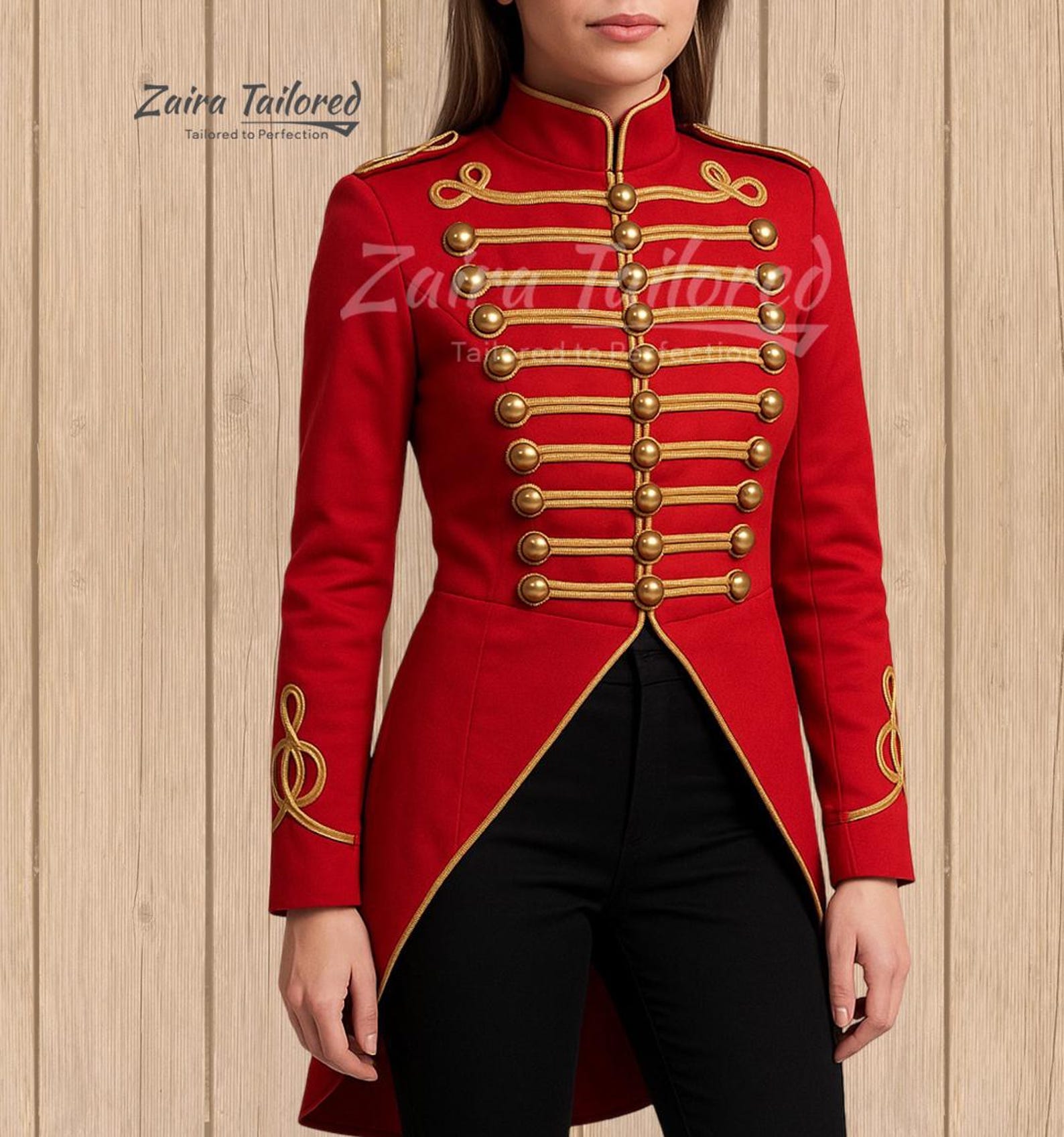 Red Wool Ringmaster Jacket: Steampunk Hussar Tailcoat Costume | Ships ...