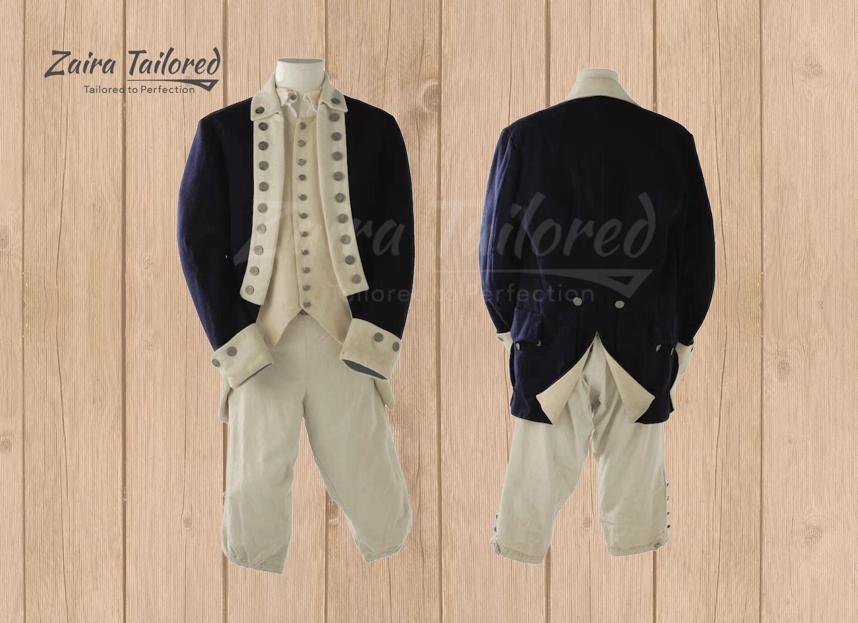 George Washington Uniform - Custom Navy Blue Wool Lapel Coat ...