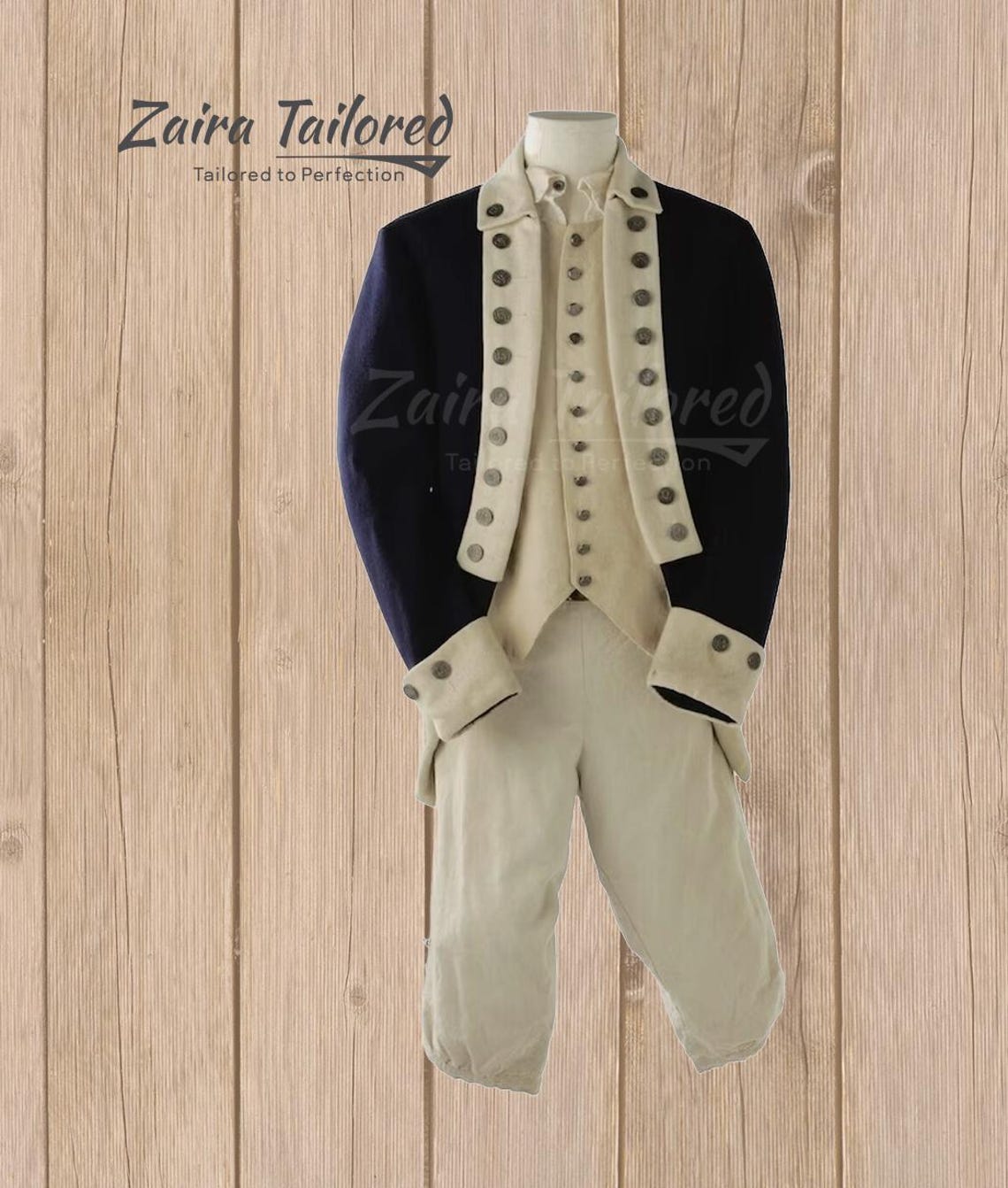 George Washington Uniform - Custom Navy Blue Wool Lapel Coat ...