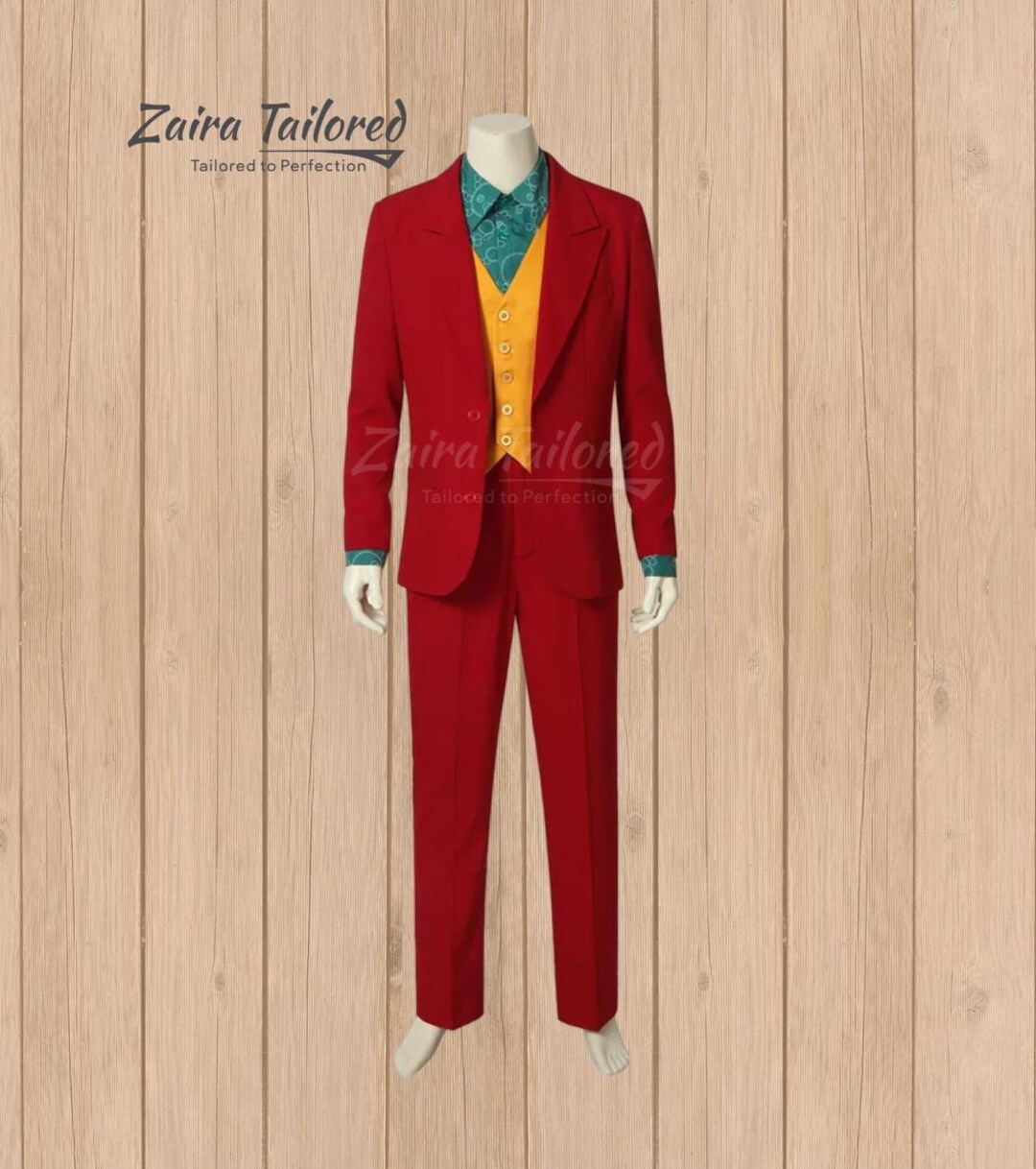 Red Gothic Men’s Clown Coat – Handmade Theatrical Long Trench Costume ...