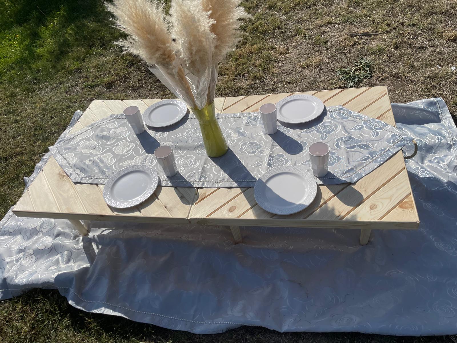 Pine Wood Boho Picnic Table, Folding Low Seat (22x44inc) - Etsy