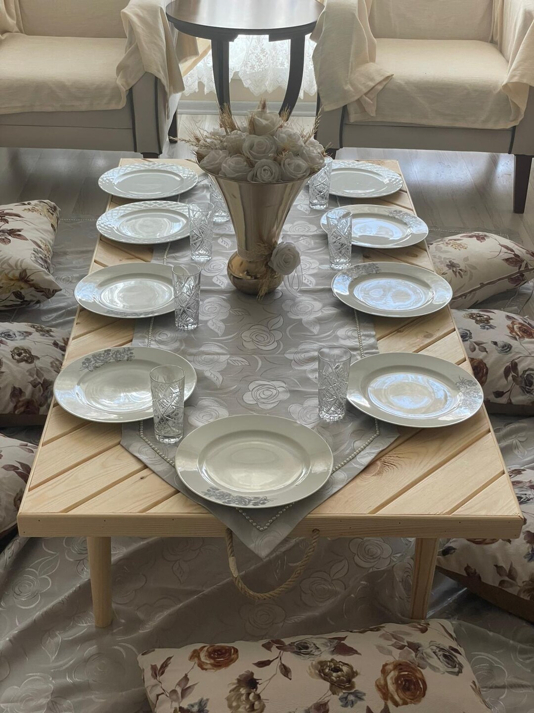 Handmade Wooden Low Seating Table: Boho Picnic Folding Table - Etsy