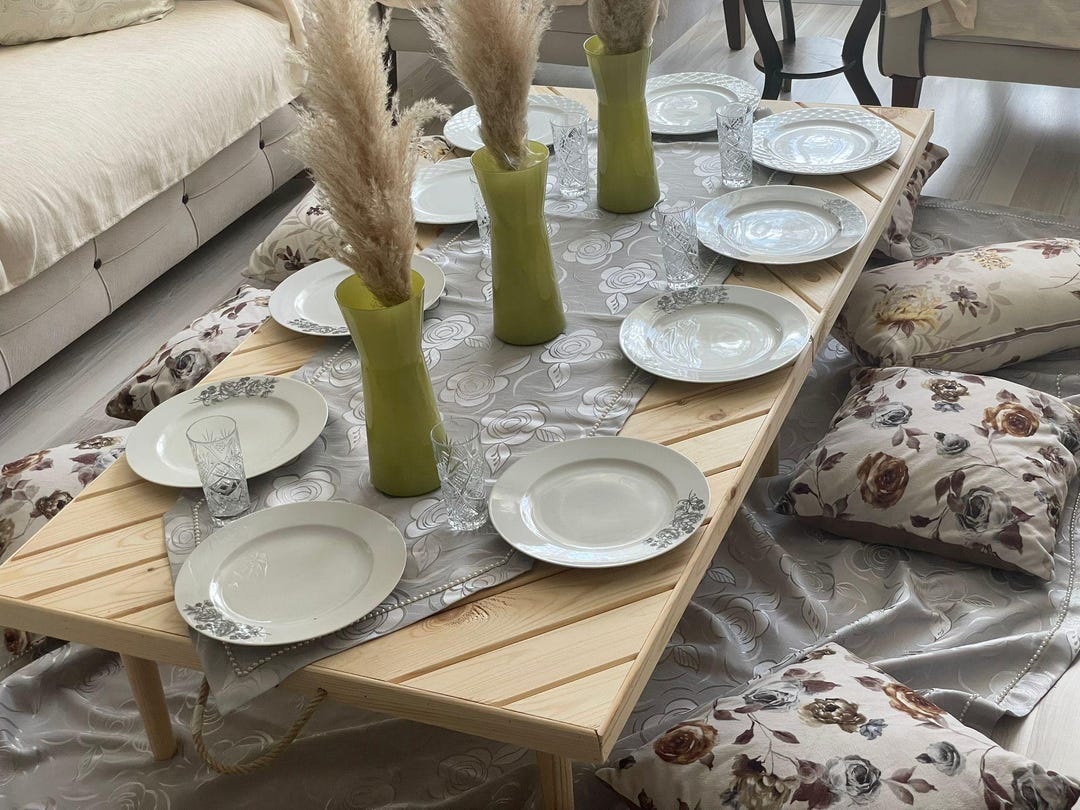 Handmade Foldable Picnic Table: Boho Low Seating Table (22x44in) - Etsy