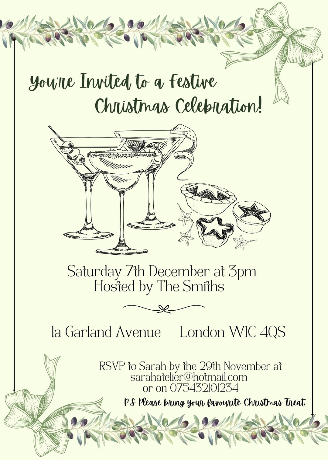 Christmas Invitation, Editable Christmas Invitation, Digital Invitation ...