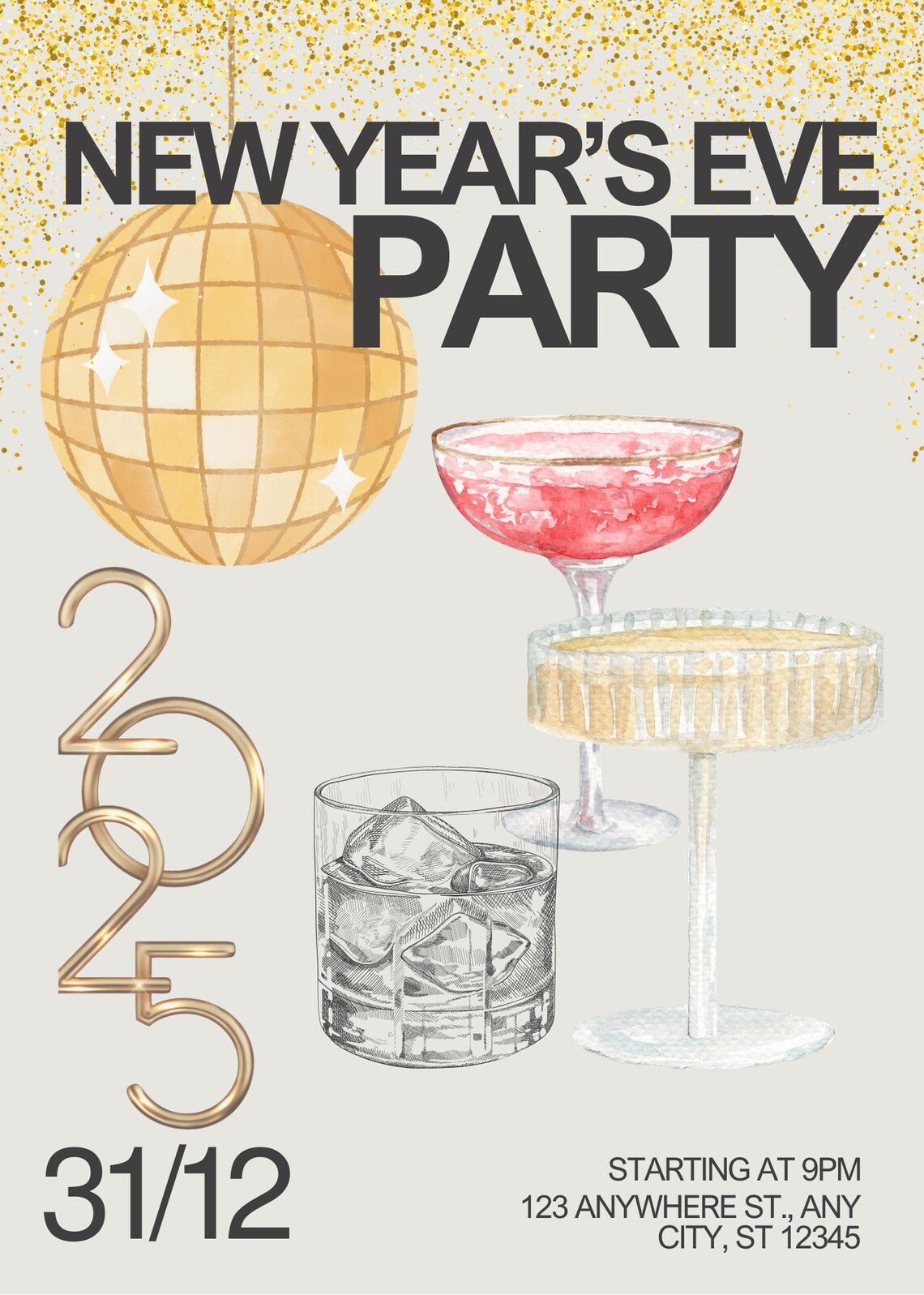 New Year's Eve Invitation, Work Party Invitation, NYE Invitation ...