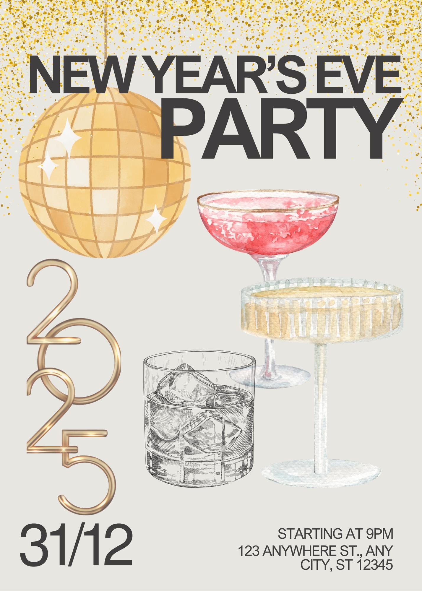 New Year's Eve Invitation, Work Party Invitation, NYE Invitation ...