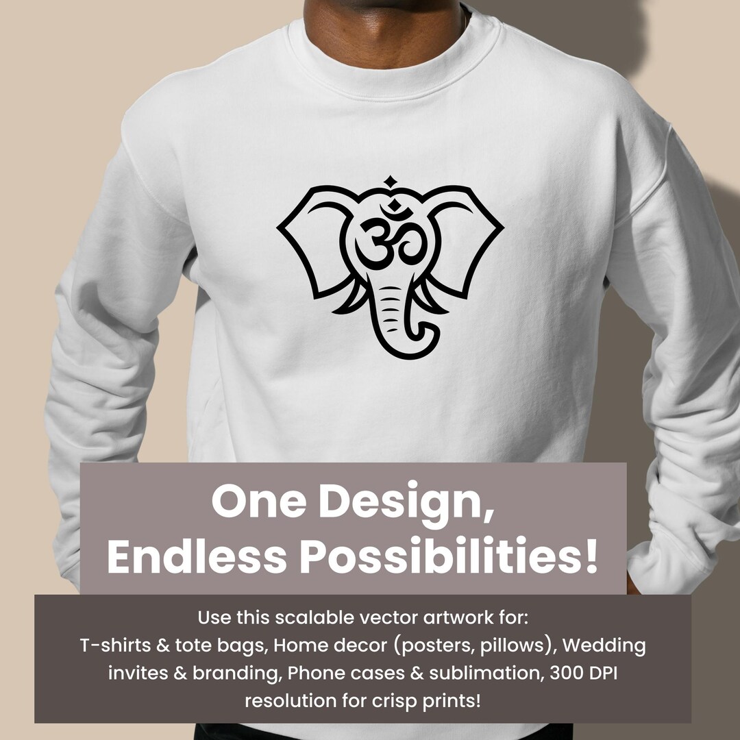 Spiritual Elephant Om Line Art, Vector File for Cricut, Print & POD ...