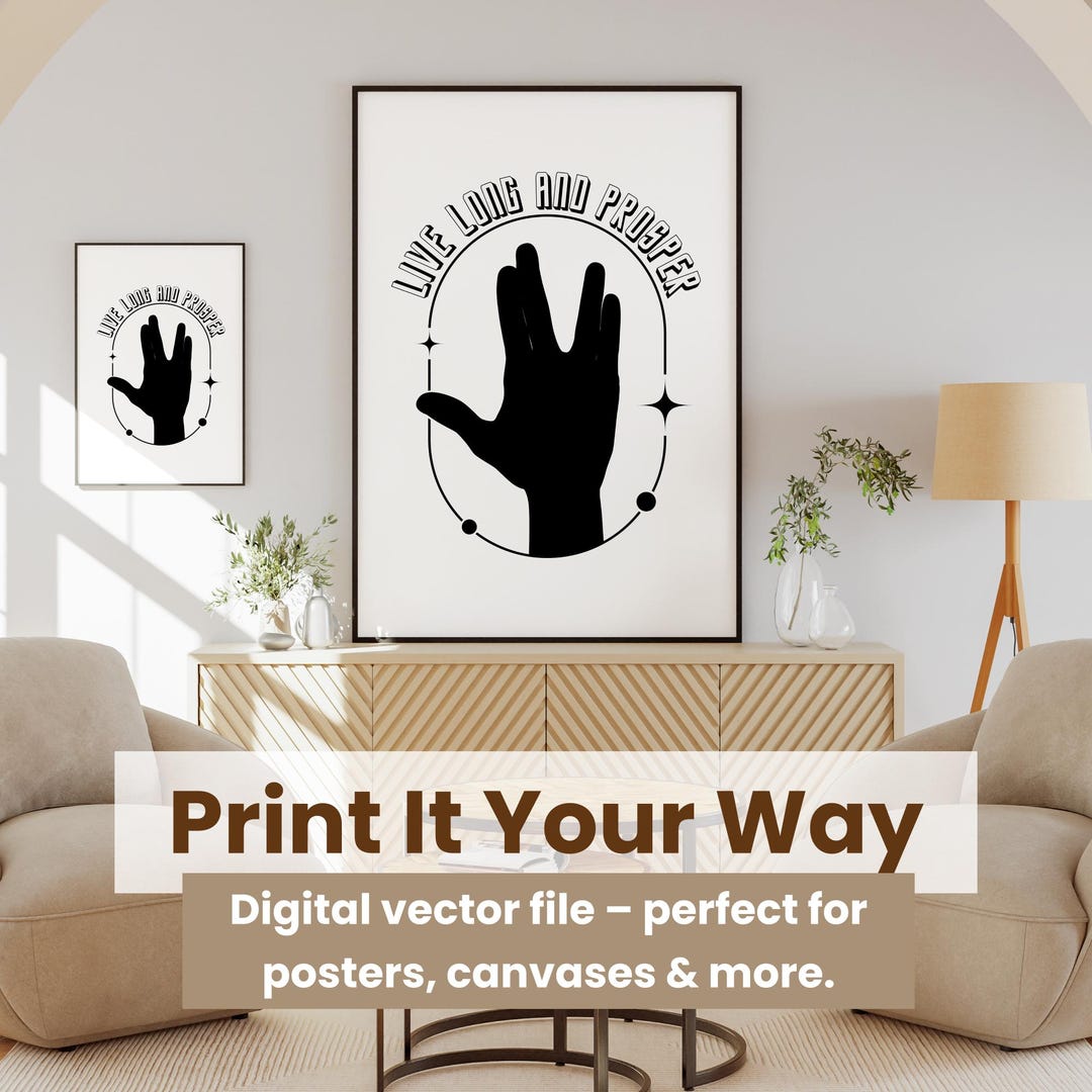 Star Trek SVG, Vulcan Hand Sign Clipart, Live Long and Prosper Print ...