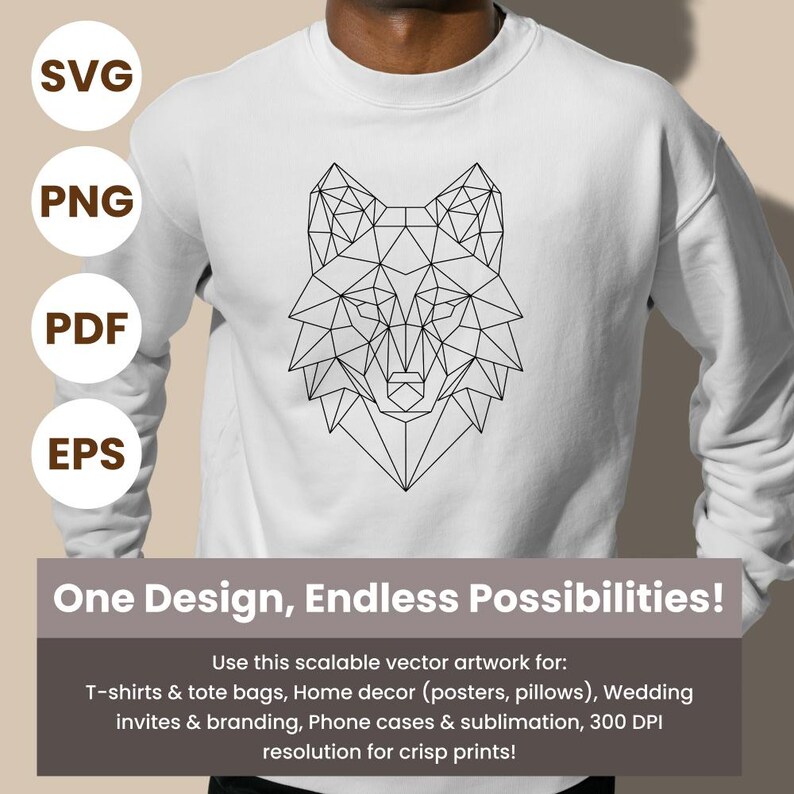 Low Poly Wolf SVG: Geometric Line Art for Crafts & Decor (digital ...