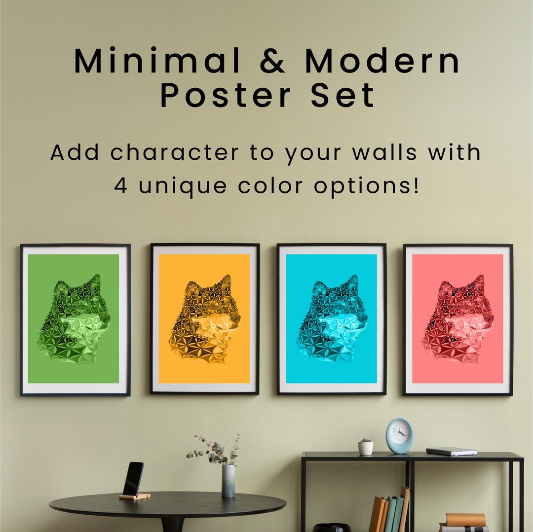 Vibrant Wolf Portrait: Wall Decor Gift for Animal Lovers for Friends ...