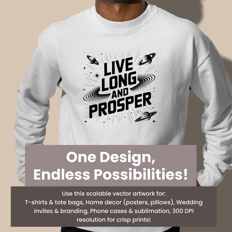 Live Long and Prosper SVG – Star Trek Quote Vector Design for Cricut, T ...