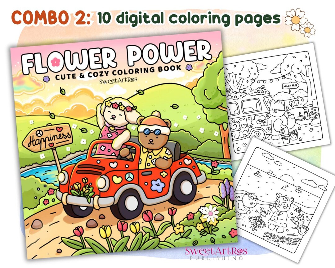 Flower Power Coloring Pages: Boho Animal Designs (digital Download) - Etsy