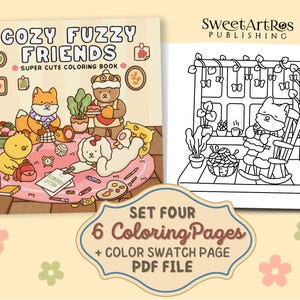 Cozy Fuzzy Friends - Hand-drawn Coloring Book, Super Cute Animal ...