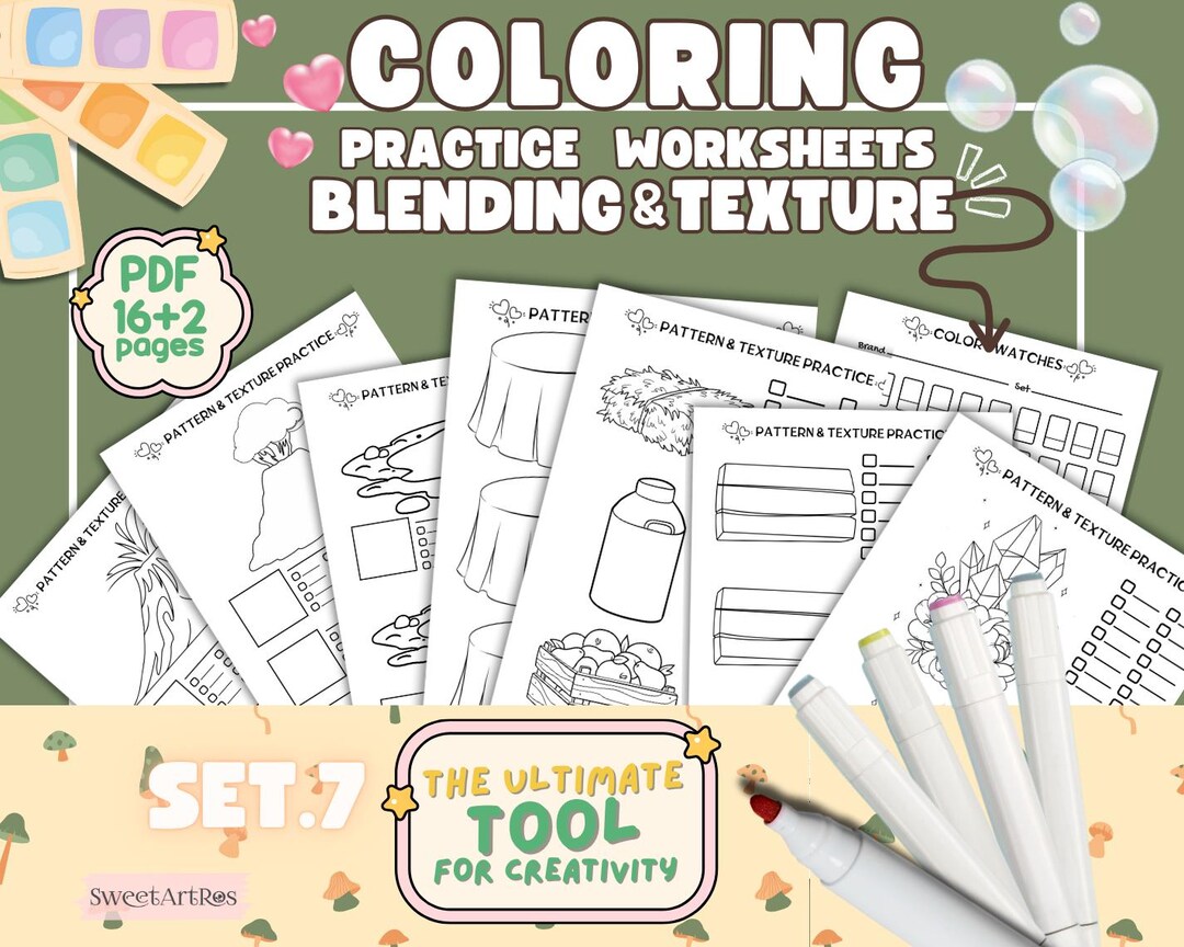 Coloring Practice Worksheets: Blank Layouts for Shading, Blending ...