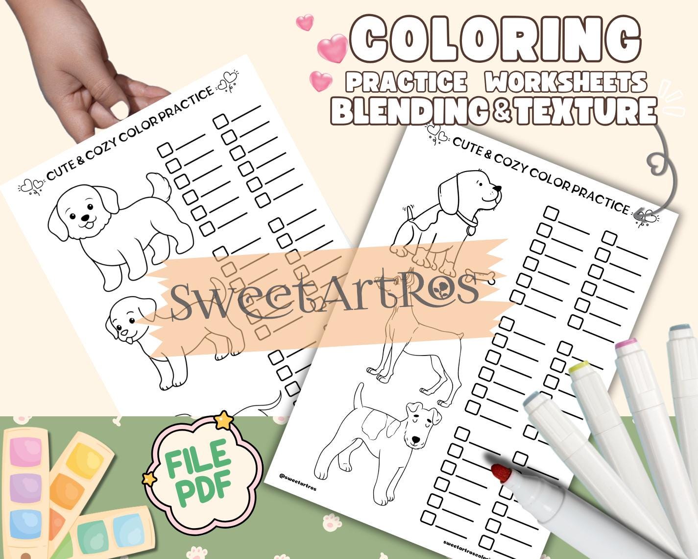 Animal Coloring Practice Worksheets: Blending & Textures (PDF) - Etsy