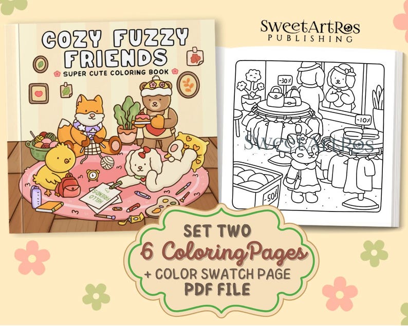 Cozy Fuzzy Friends - Hand-drawn Coloring Book, Super Cute Animal ...